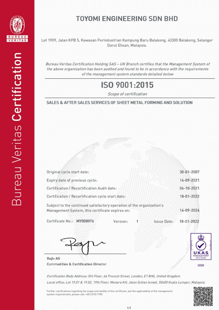 Bureau Veritas Certification - Toyomi Engineering Sdn Bhd